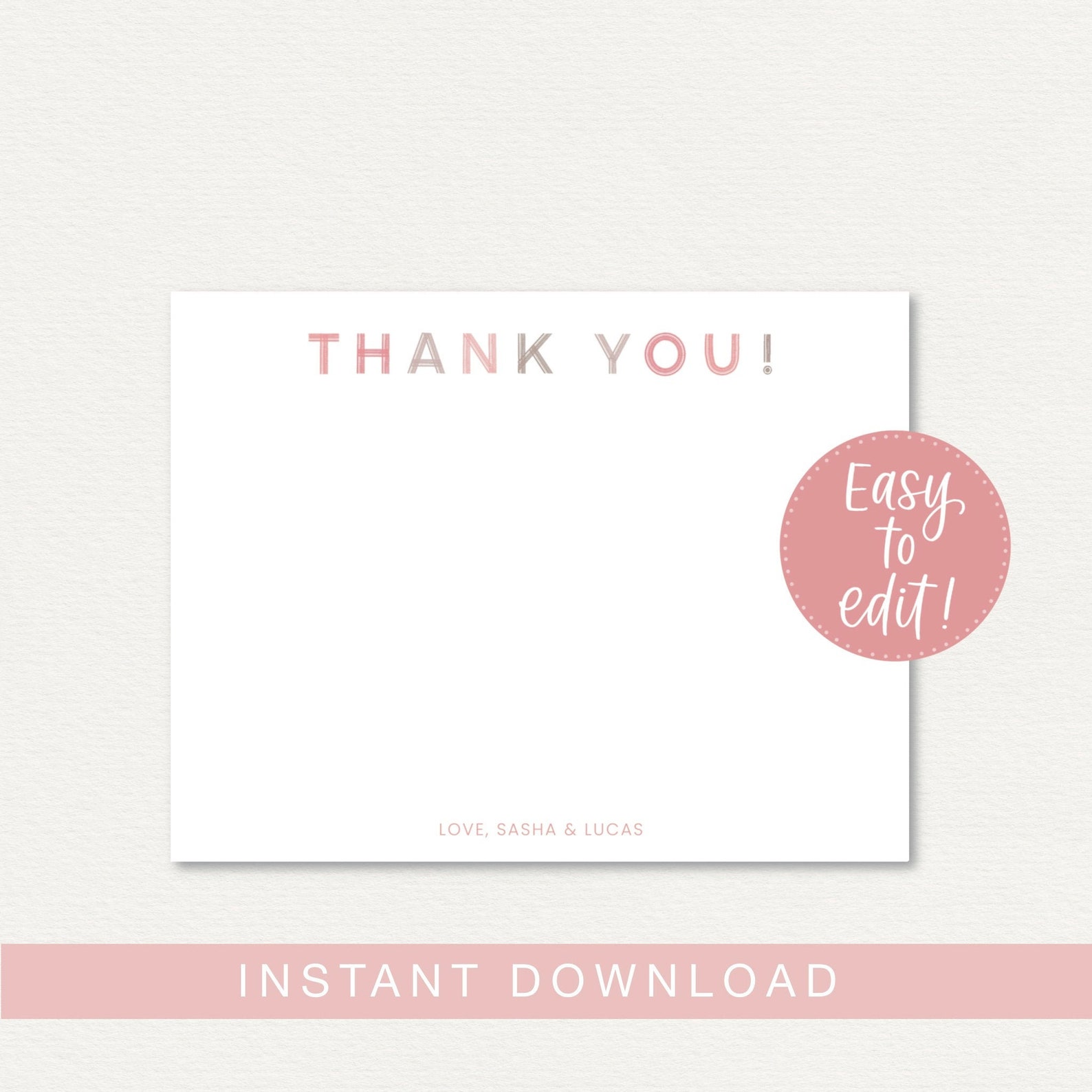 Editable Personalized Thank You Note Template Printable Corjl | Etsy
