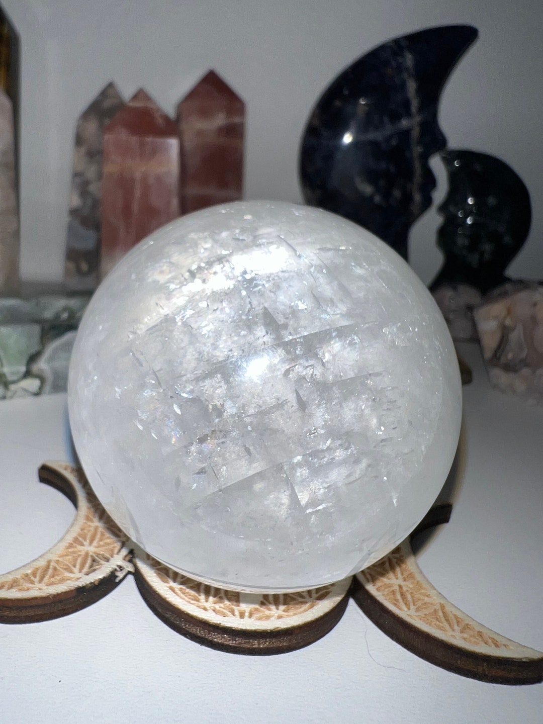 White Calcite Sphere - Etsy