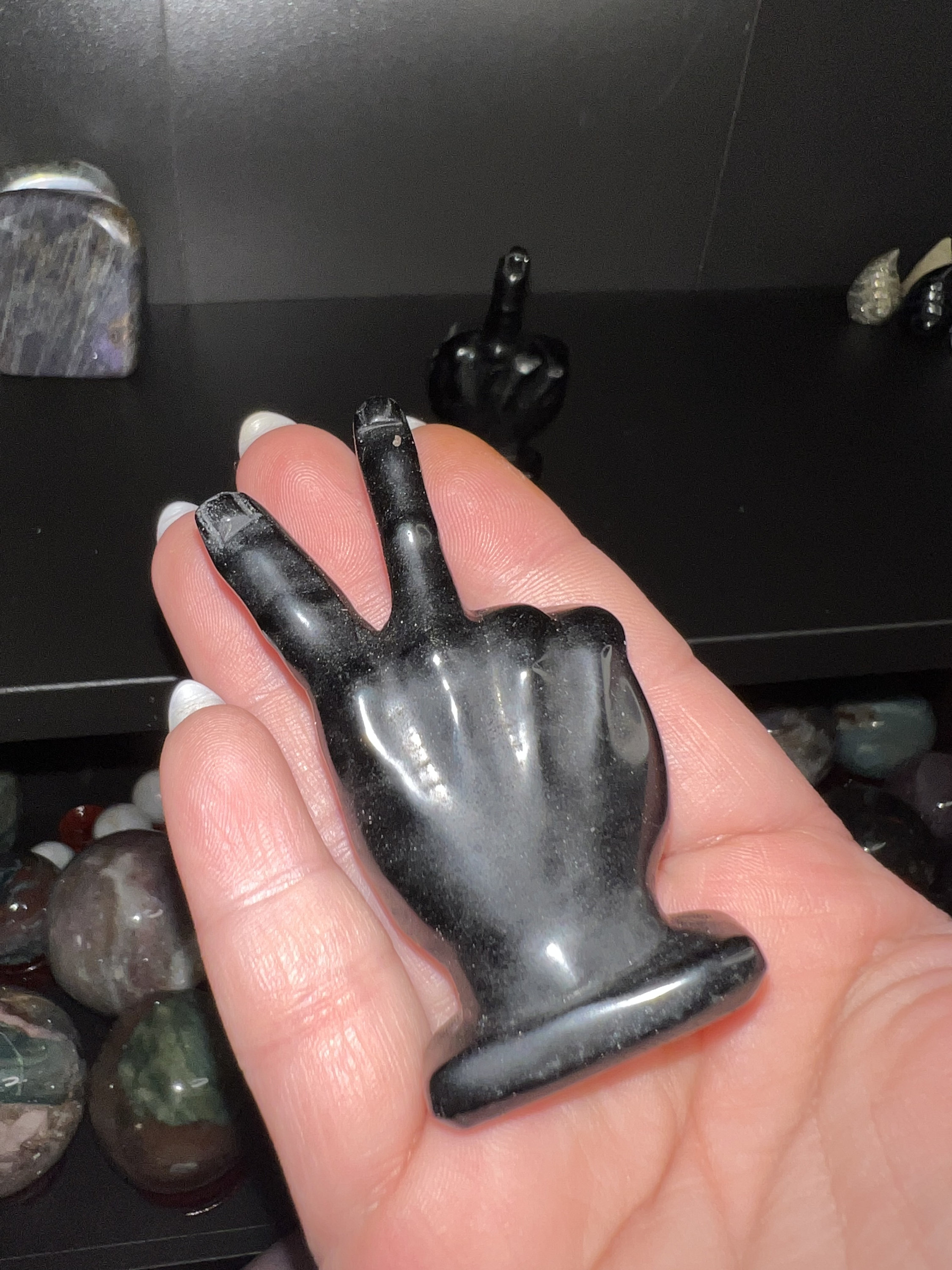 Obsidian Middle Finger/peace Carving - Etsy