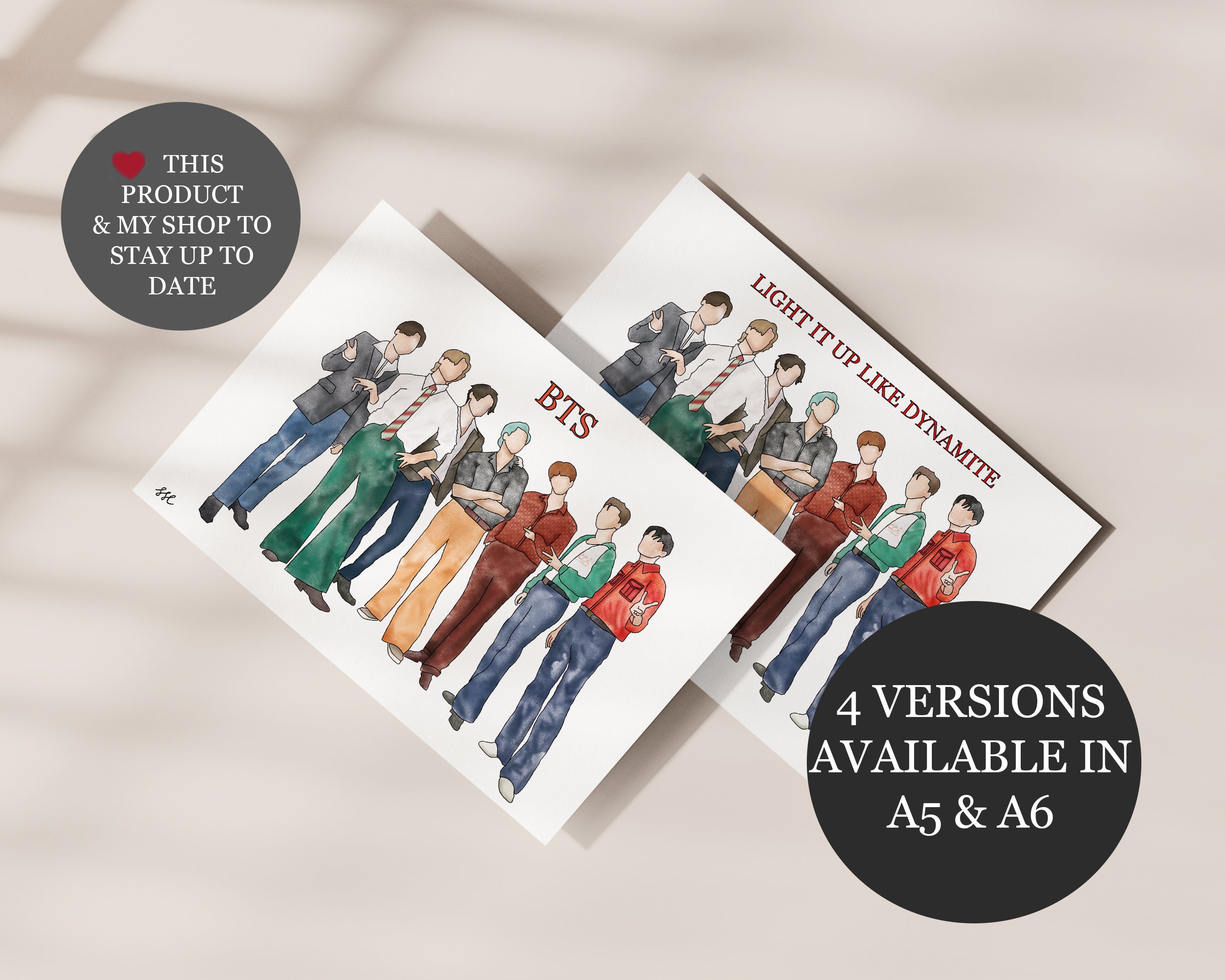 BTS Dynamite Fan Art Prints Postcards Bangtan Sonyeondan | Etsy