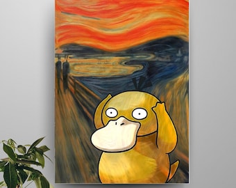 Pokemon Van Gogh Psyduck Canvas Wall Print Art Japanese Scream Van Gogh ...