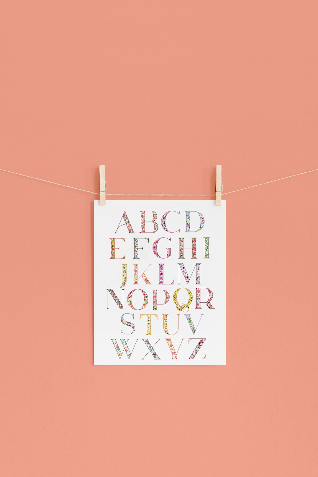 Watercolor Alphabet Print: Floral Nursery Art - Etsy