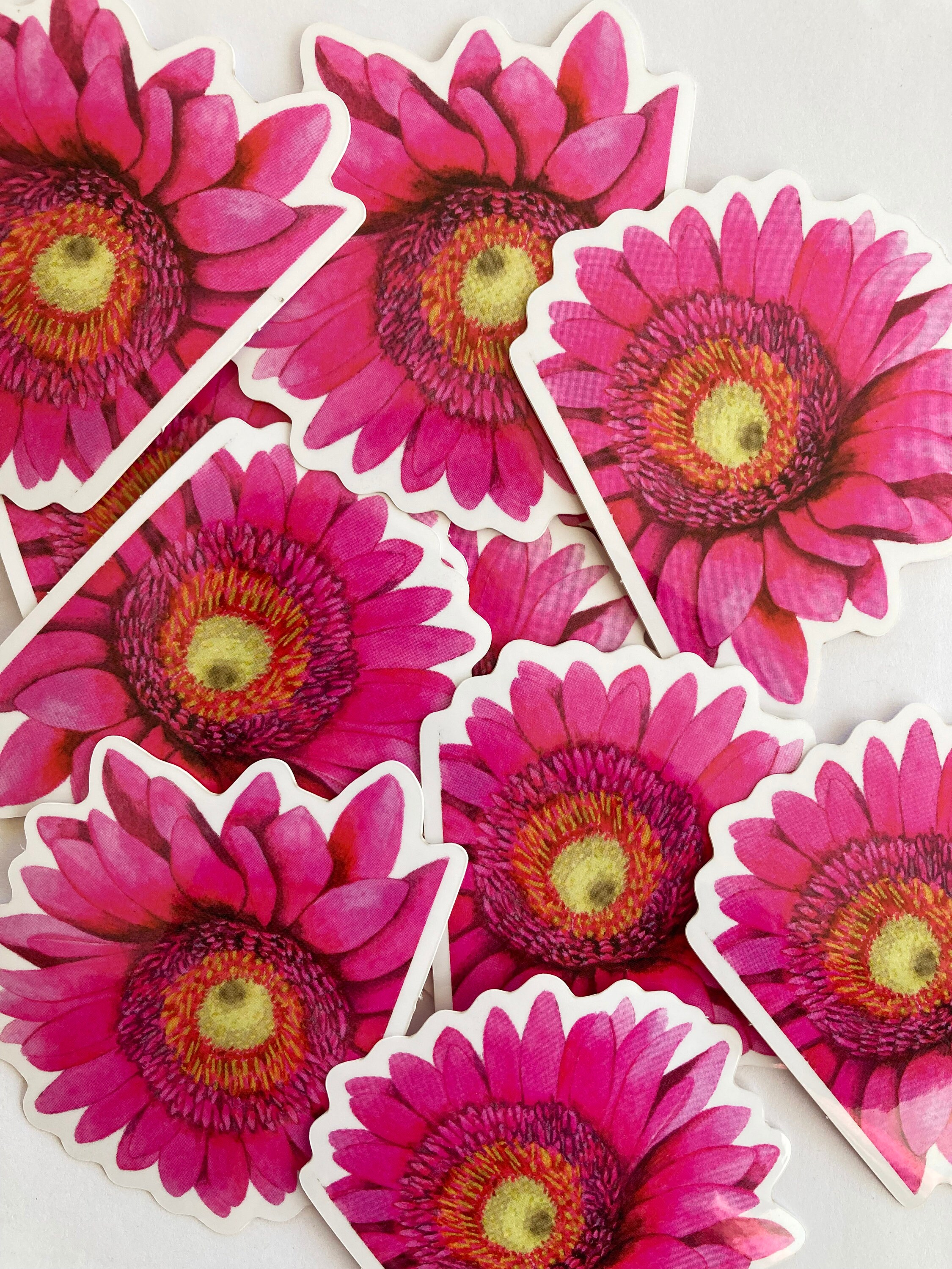 Bright Pink Gerbera Daisy Sticker | Waterproof Vinyl Decal - Etsy
