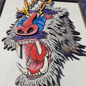 MANDRILL 3D Modern Art Monkey Sculpture 3D Wood Wall Art - Etsy