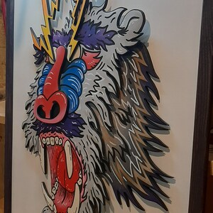 MANDRILL 3D Modern Art Monkey Sculpture 3D Wood Wall Art - Etsy