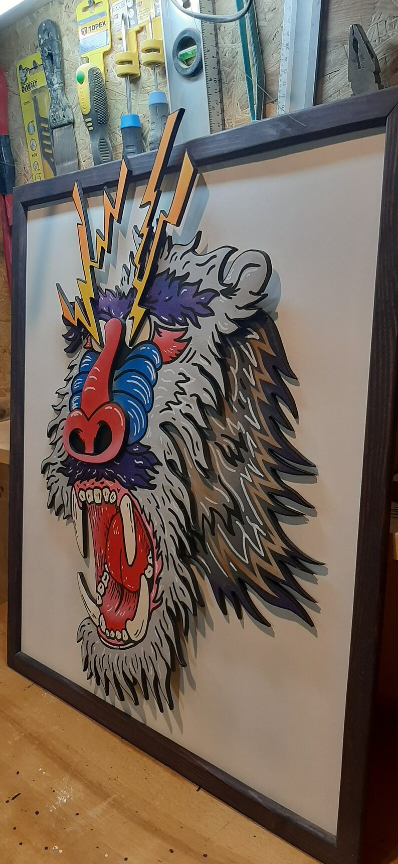 MANDRILL 3D Modern Art Monkey Sculpture 3D Wood Wall Art - Etsy