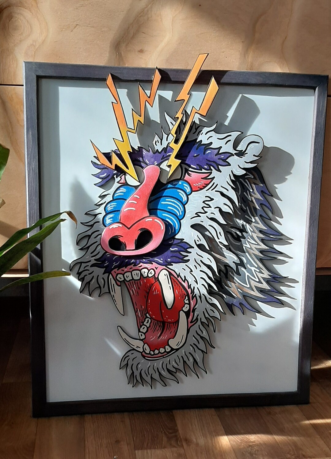 MANDRILL 3D Modern Art Monkey Sculpture 3D Wood Wall Art - Etsy