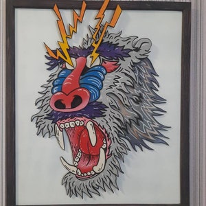 MANDRILL 3D Modern Art Monkey Sculpture 3D Wood Wall Art - Etsy