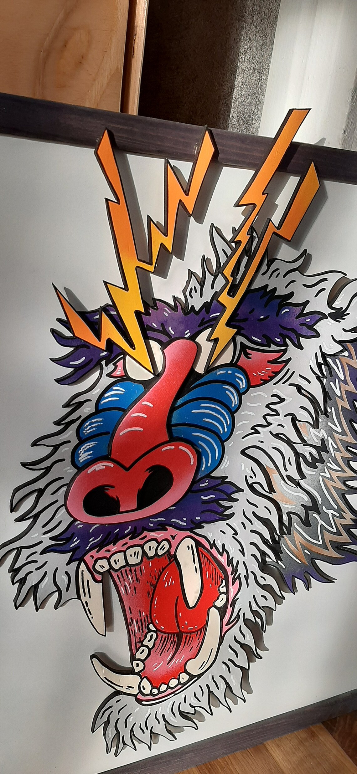 MANDRILL 3D Modern Art Monkey Sculpture 3D Wood Wall Art - Etsy