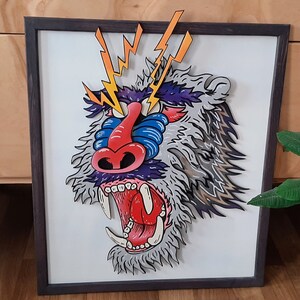 MANDRILL 3D Modern Art Monkey Sculpture 3D Wood Wall Art - Etsy