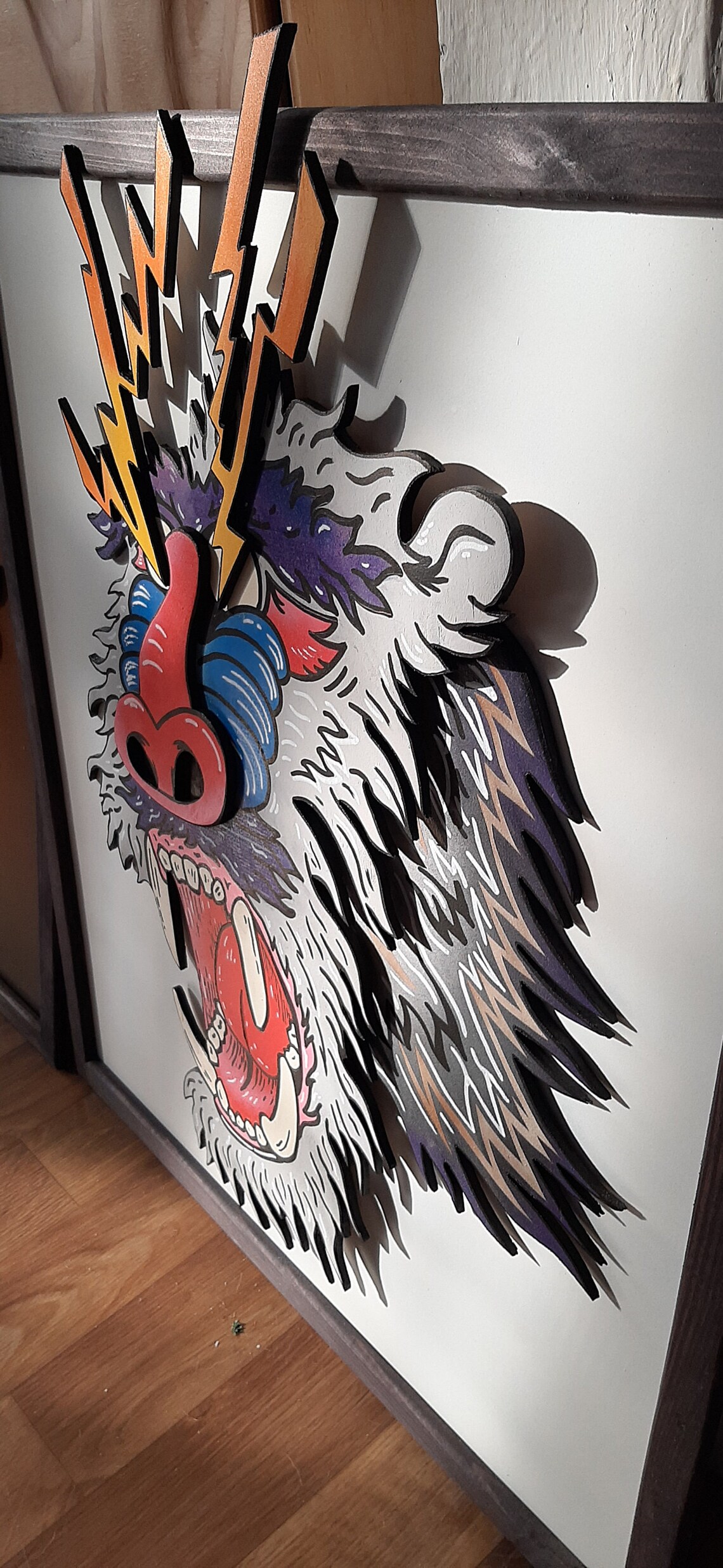 MANDRILL 3D Modern Art Monkey Sculpture 3D Wood Wall Art - Etsy