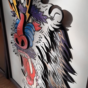 MANDRILL 3D Modern Art Monkey Sculpture 3D Wood Wall Art - Etsy