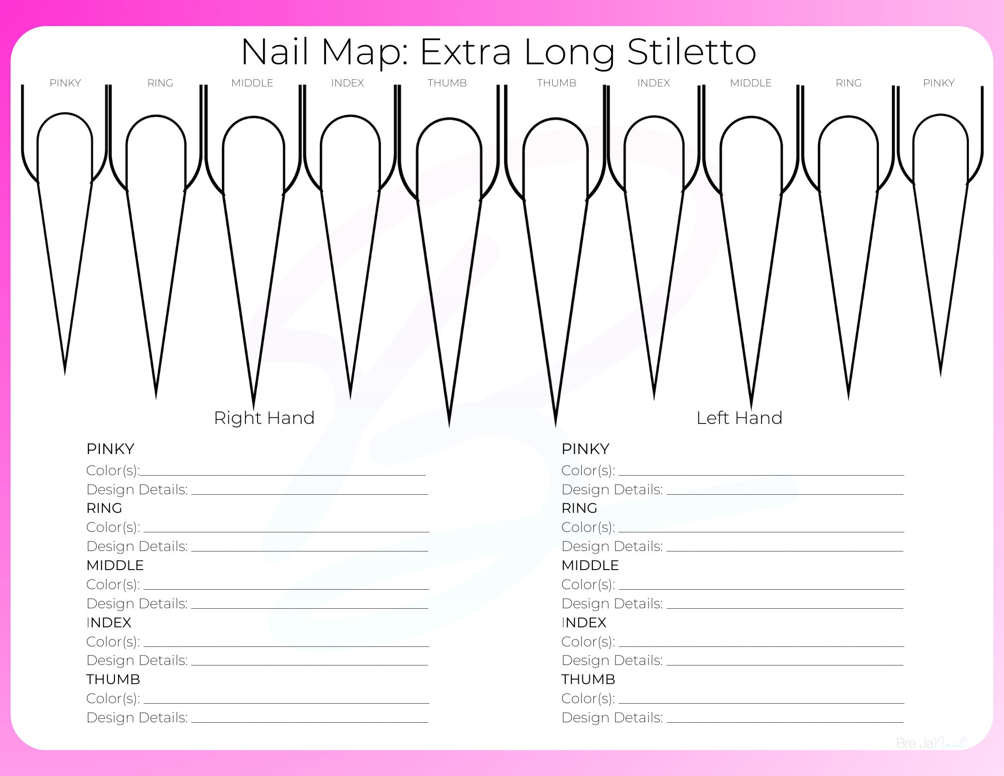 Nailing Life Nail Maps PINK EDITION Print-outs - Etsy