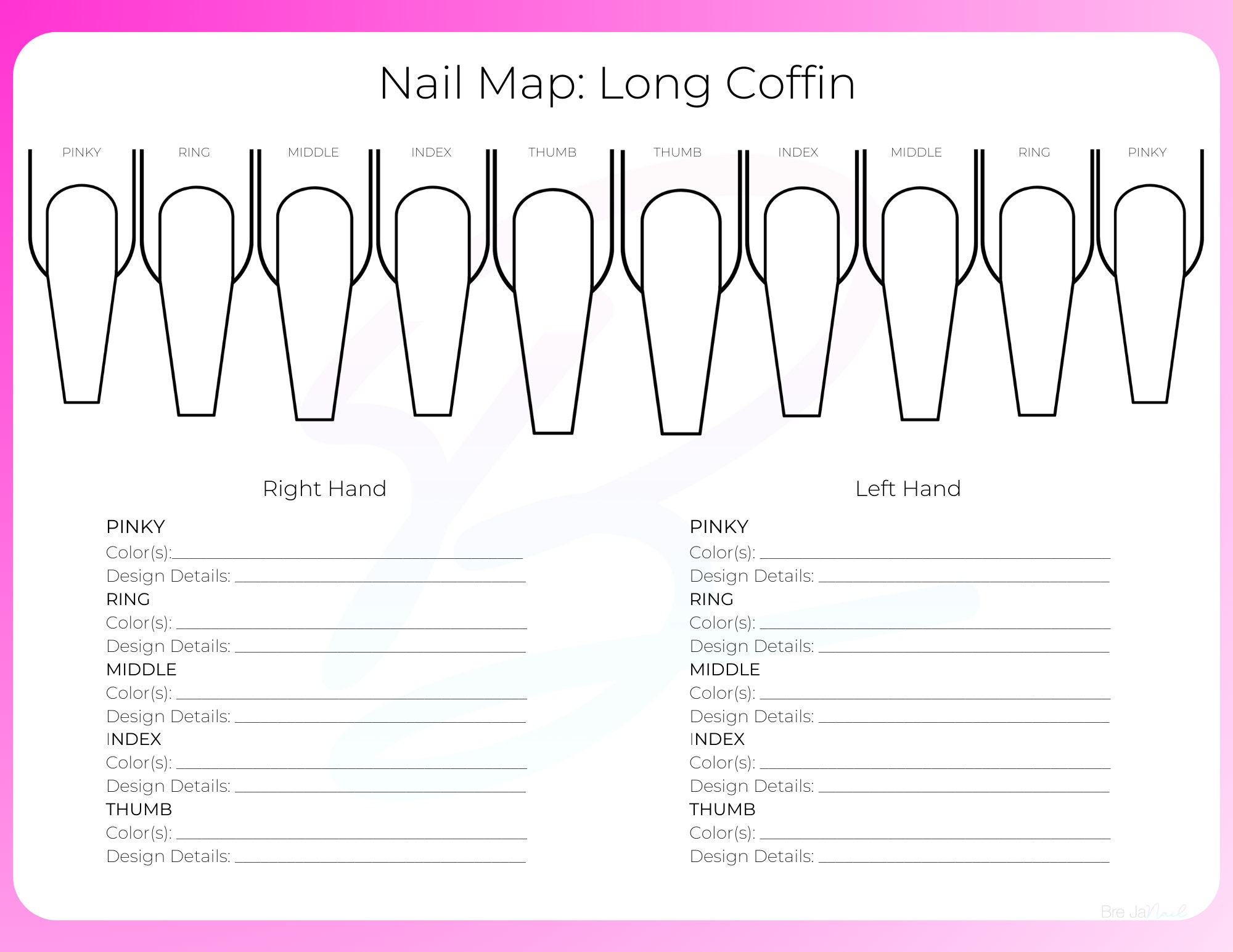 Nailing Life Nail Maps (PINK EDITION) + Print-outs! - Etsy