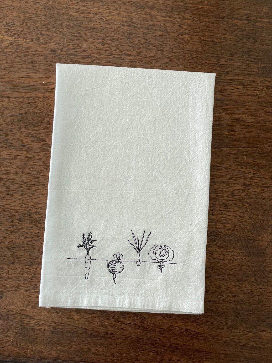 Embroidered Vegetable Border Flour-sack Dishtowel - Etsy