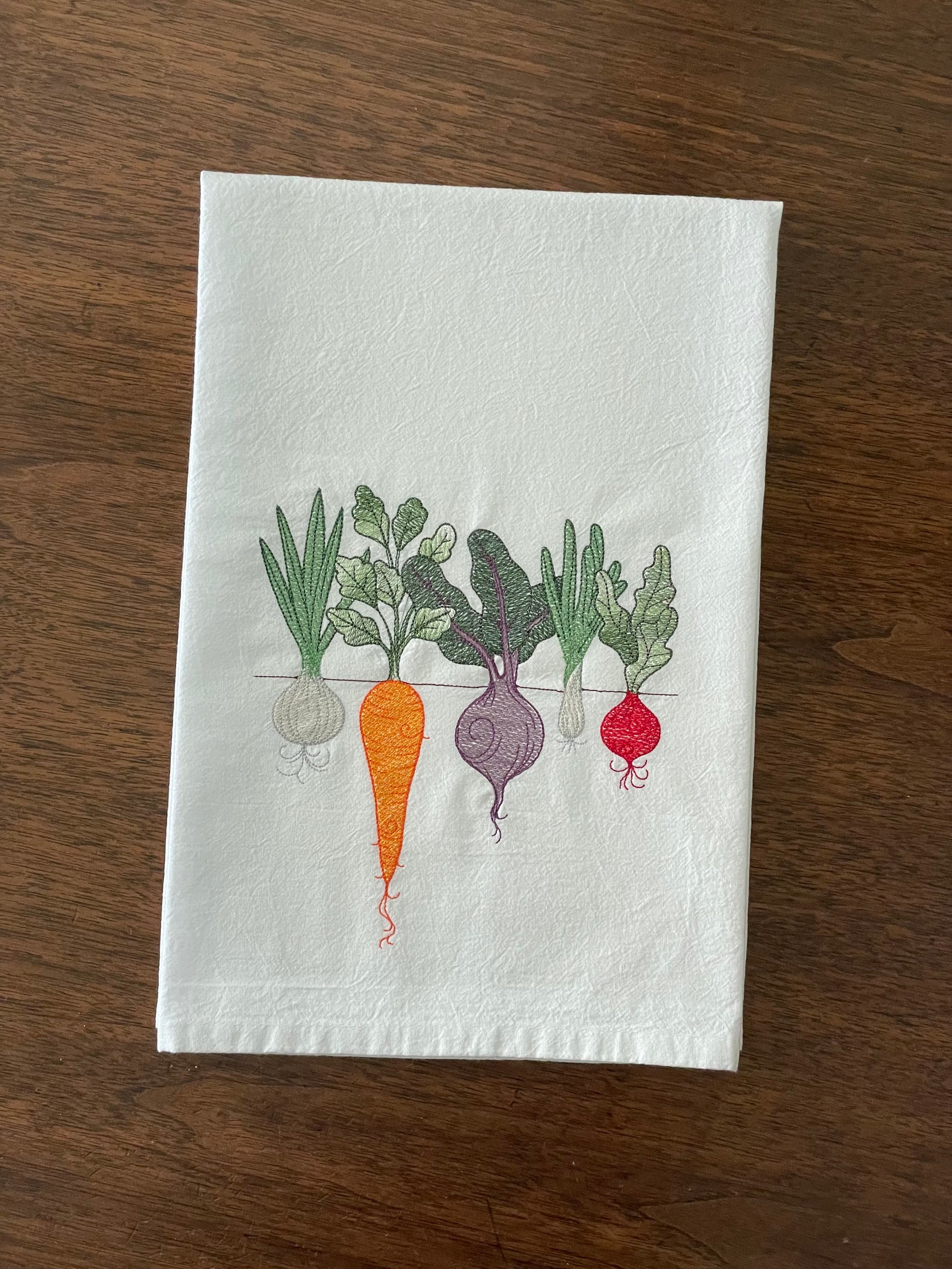 Embroidered Vegetable Border Flour-sack Dishtowel - Etsy
