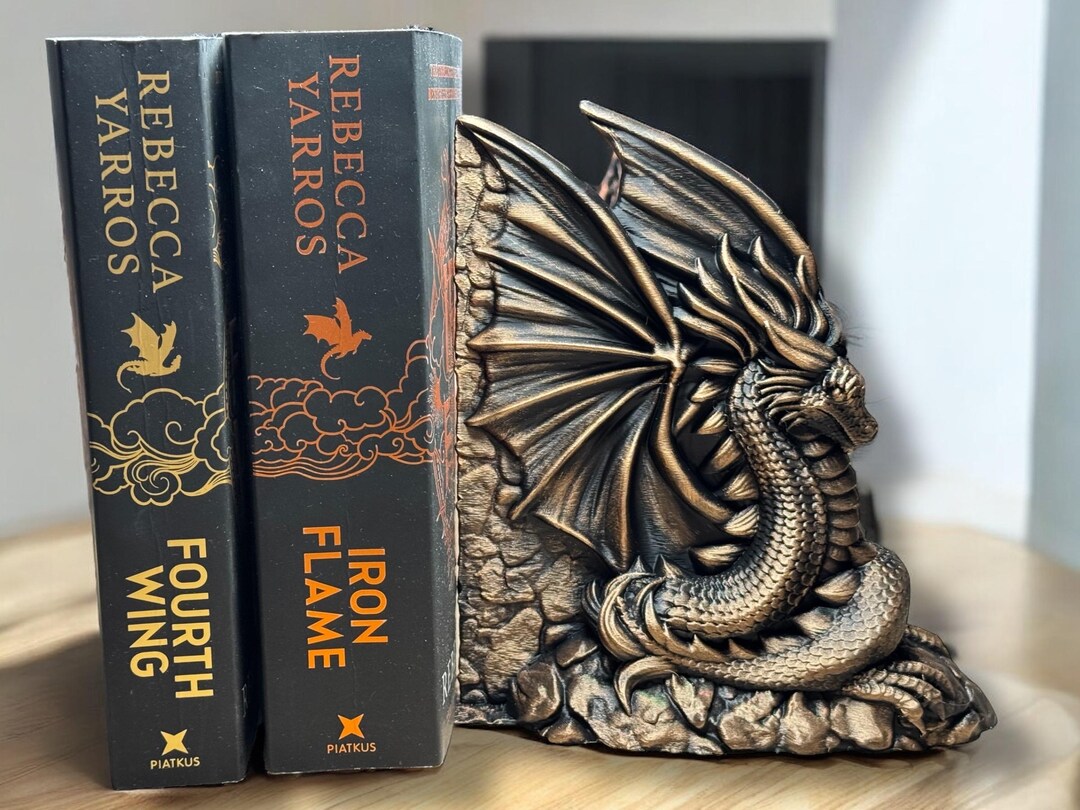 3D Printed Dragon Bookend: Fantasy Bookshelf Decor, ACOTAR Inspired - Etsy