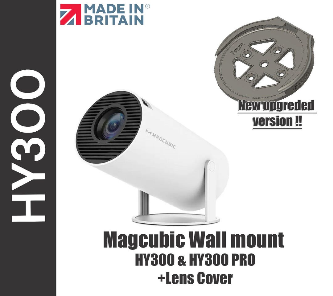 HY300/HY300 Pro Projector Wall Mount: 3D Printed Holder, Optional Lens ...