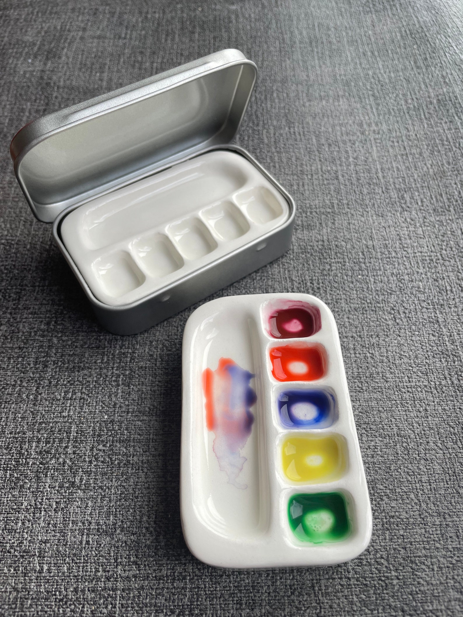 Custom Ceramic Palette With Container, Sturdy Travel Palette, Portable ...