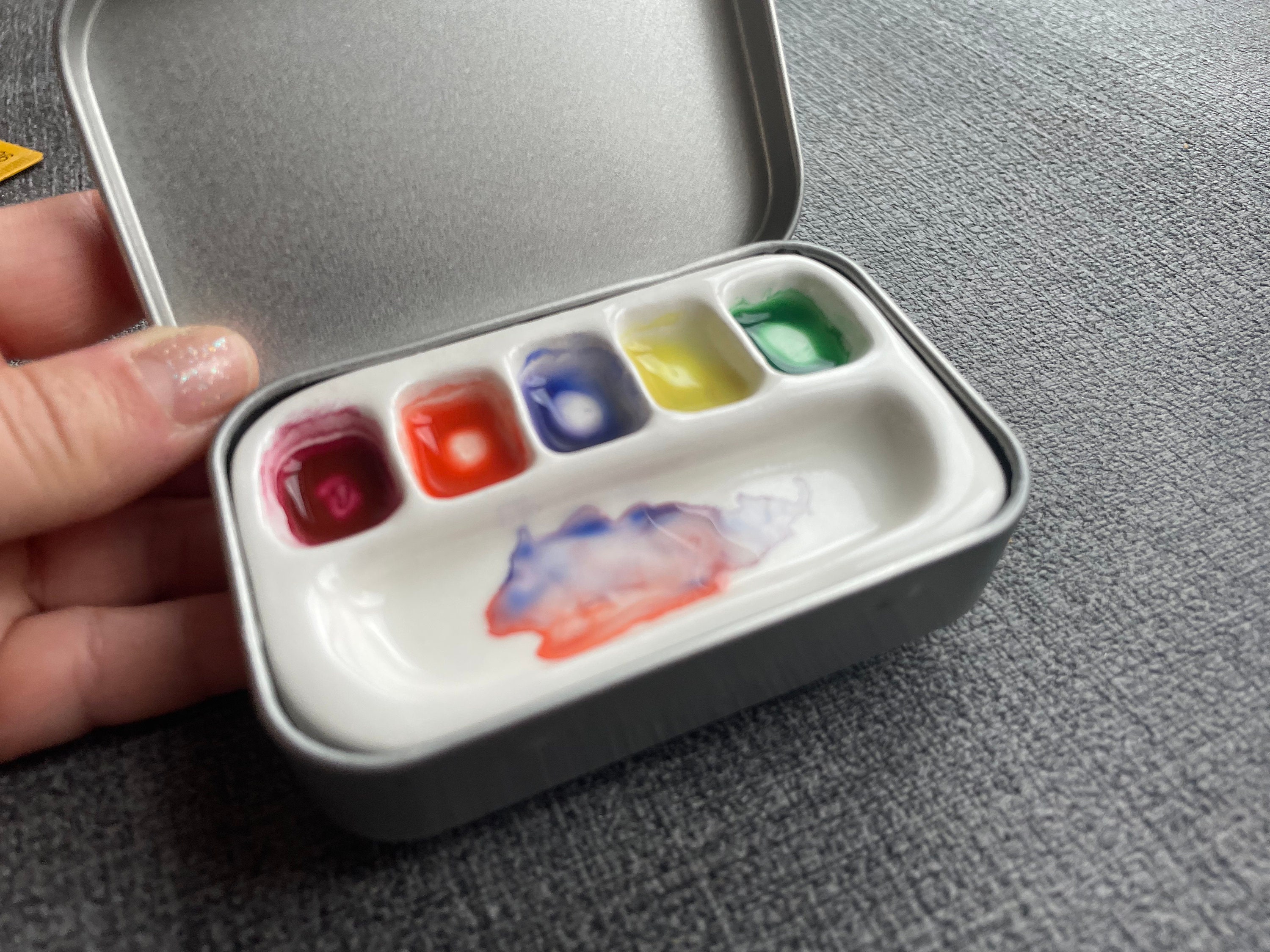 Custom Ceramic Palette With Container, Sturdy Travel Palette, Portable ...