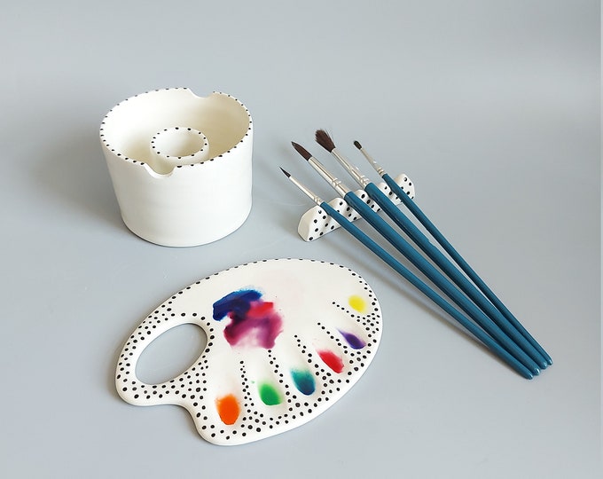 Handmade Portable Ceramic Palette, Ceramic Artists Palette, Watercolor ...