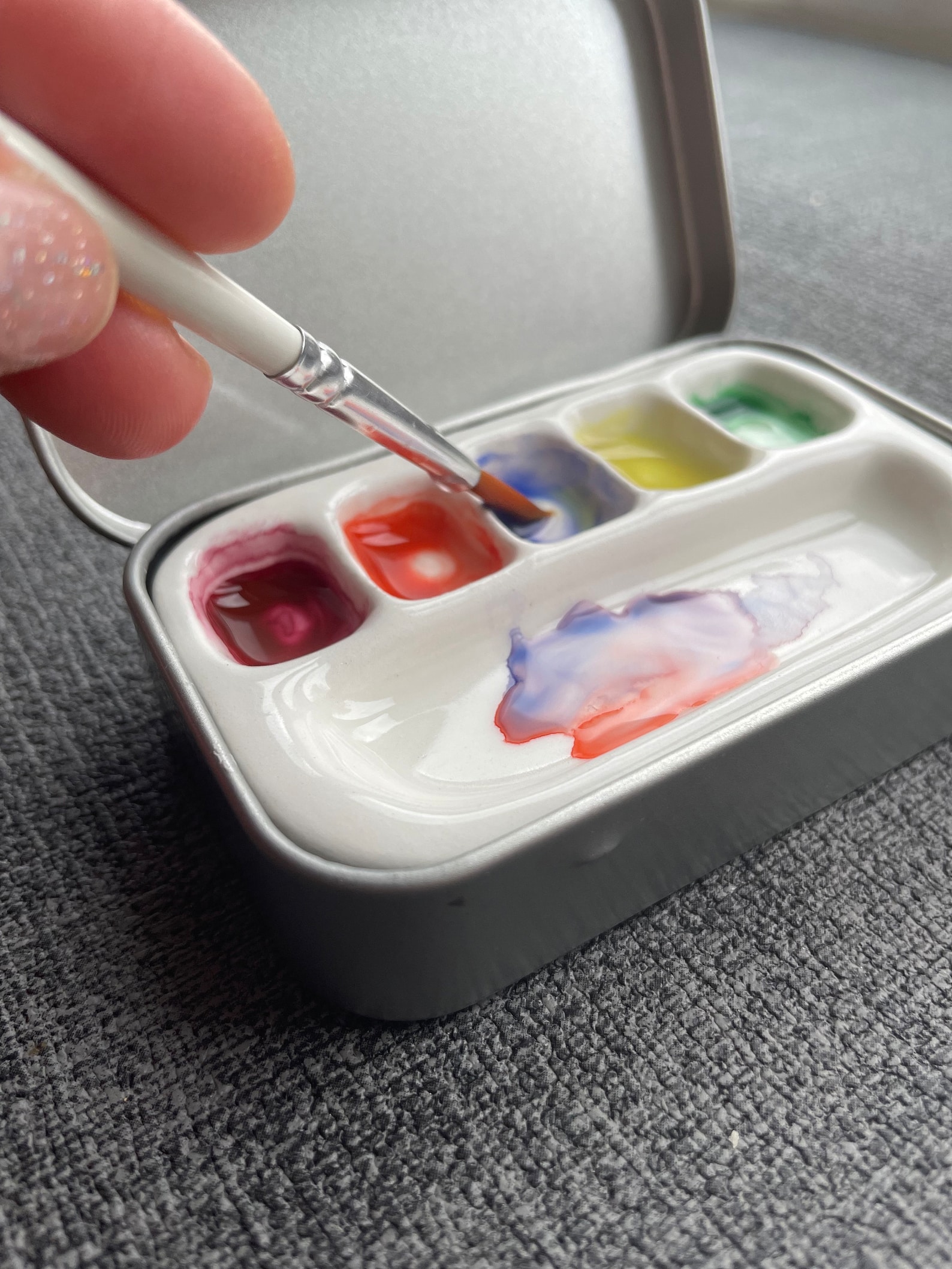 Custom Ceramic Palette With Container, Sturdy Travel Palette, Portable ...