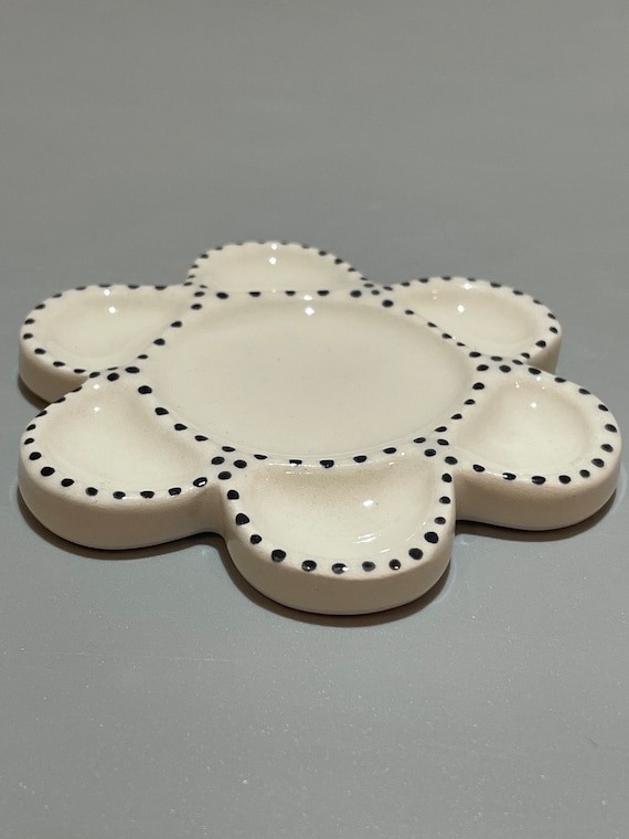 Flower Design Portable Ceramic Palette Handmade Ceramic - Etsy