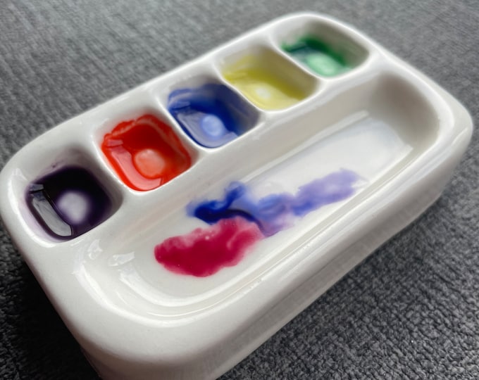 Handmade Portable Ceramic Palette, Ceramic Artists Palette, Watercolor ...