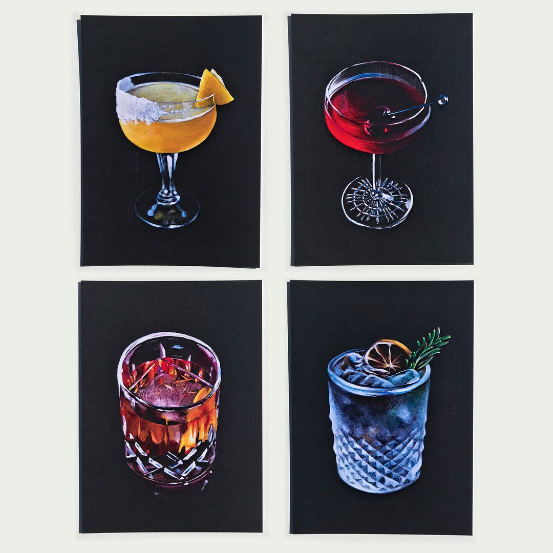 Cocktail Card 5x7 Art Cards Recipe Cards Art - Etsy