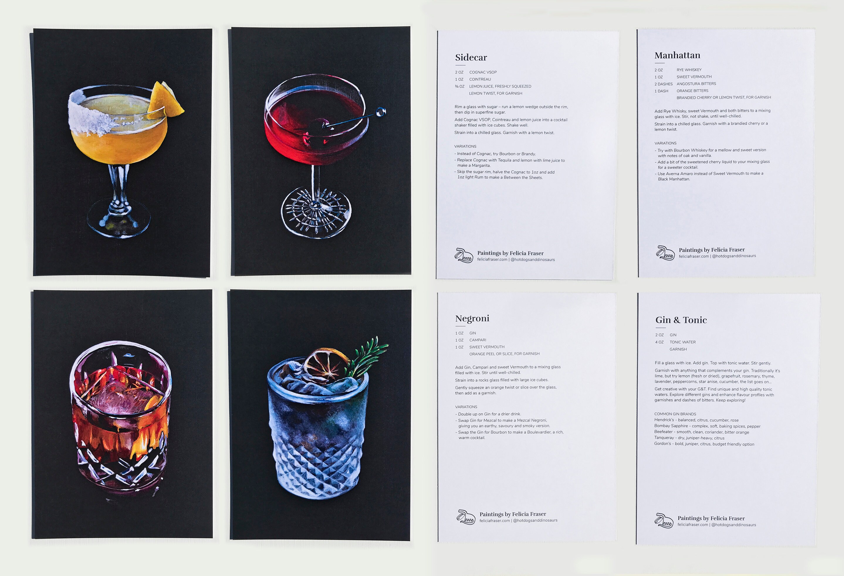 Cocktail Card 5x7 Art Cards Recipe Cards Art - Etsy