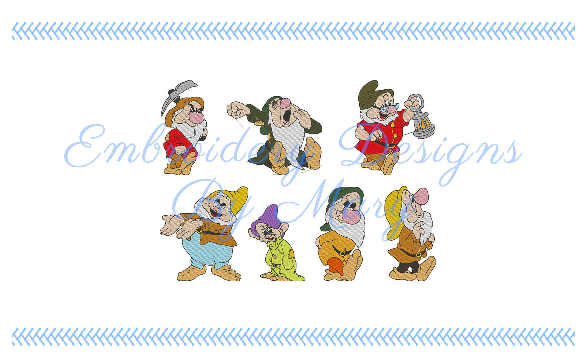 Seven Dwarfs Inspired Machine Embroidery File Design - Etsy