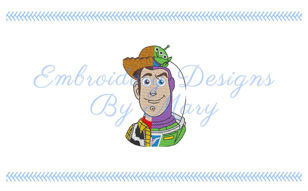 Toy Story Inspired Woody and Buzz Half Machine Embroidery File Design 3 ...