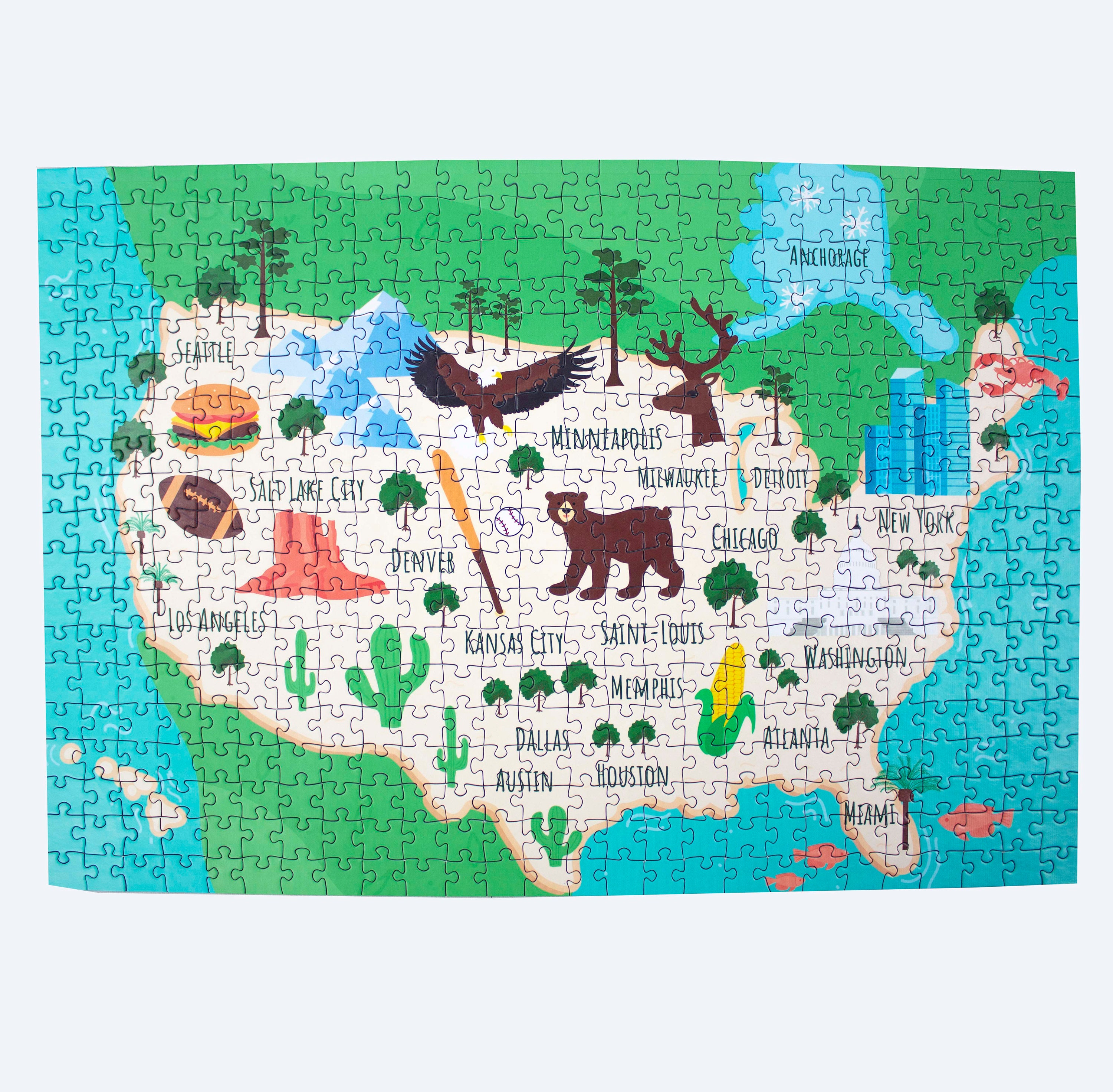 Colorful USA Illustrated Map Jigsaw Puzzle, 500 Pieces Illustrated Map ...