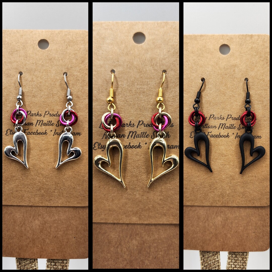 Mobius Heart Chain Maille Earrings - Etsy