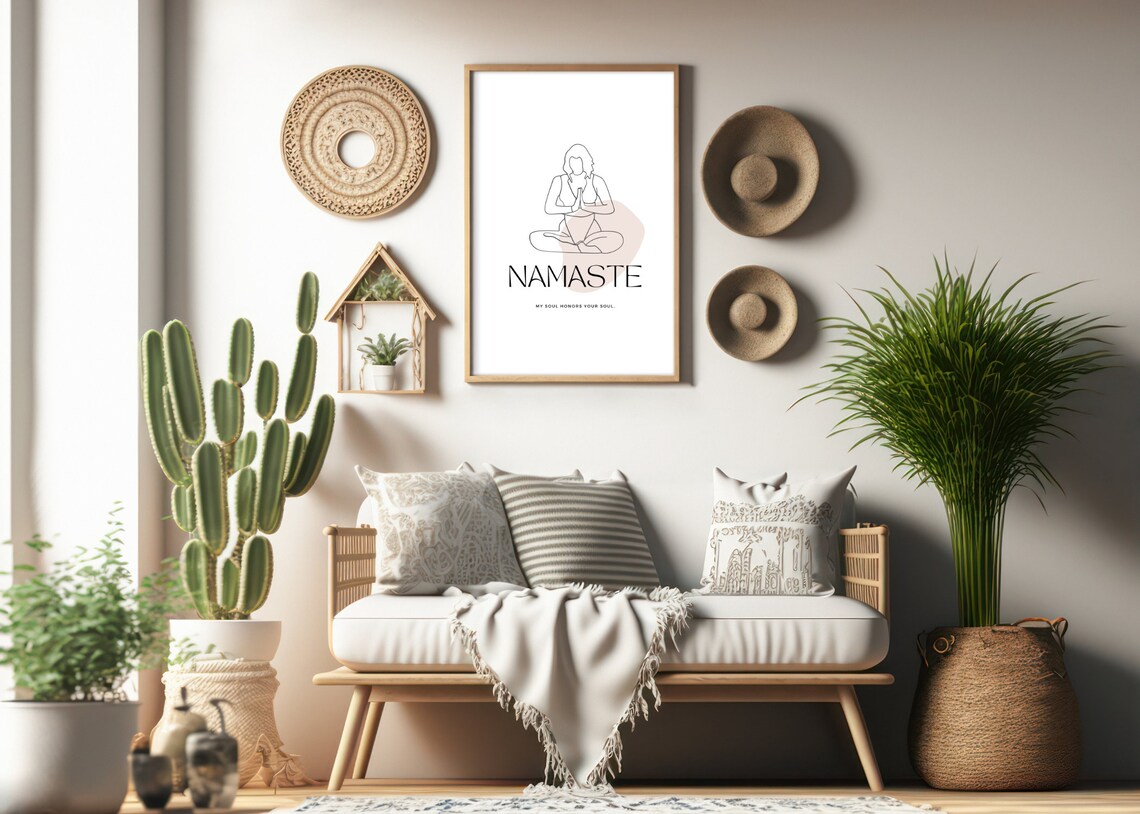 Namaste Wall Art Print | Line Art Self Love Digital Printable Wall Art ...