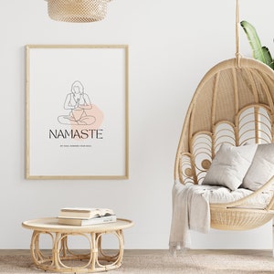 Namaste Wall Art Print Line Art Self Love Digital Printable Wall Art ...