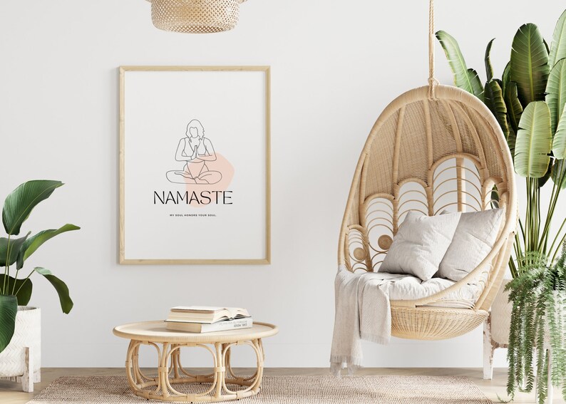 Namaste Wall Art Print | Line Art Self Love Digital Printable Wall Art ...