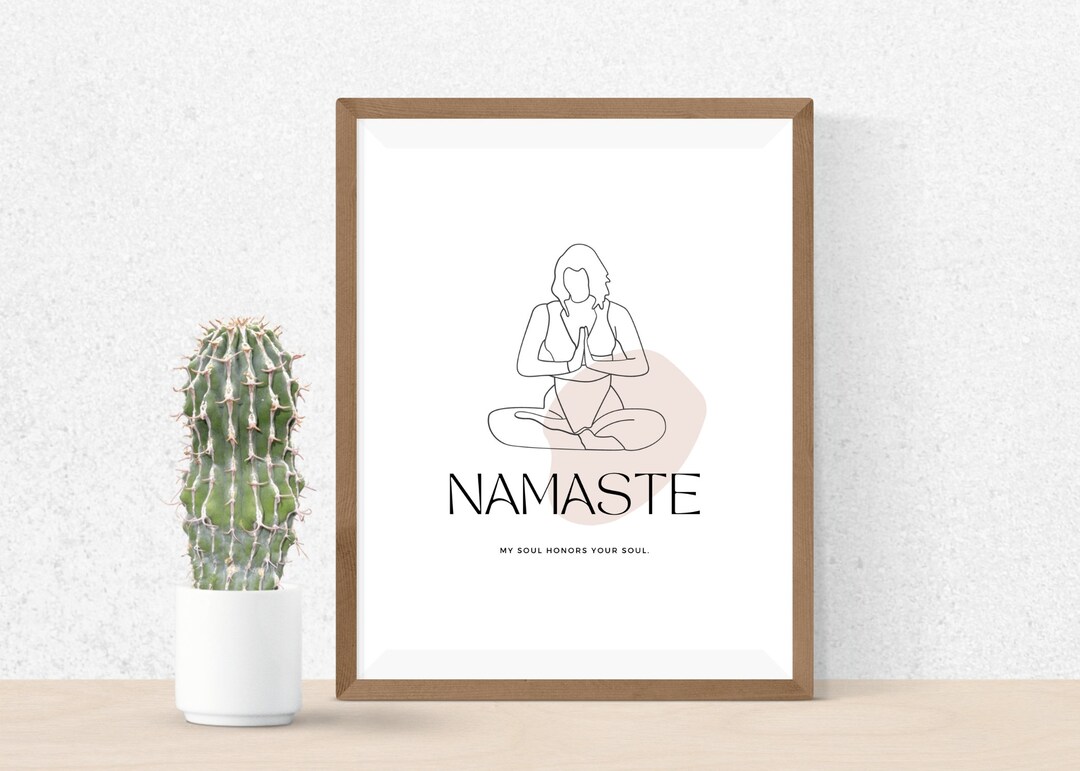 Namaste Wall Art Print | Line Art Self Love Digital Printable Wall Art ...