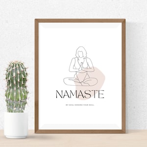 Namaste Wall Art Print Line Art Self Love Digital Printable Wall Art ...