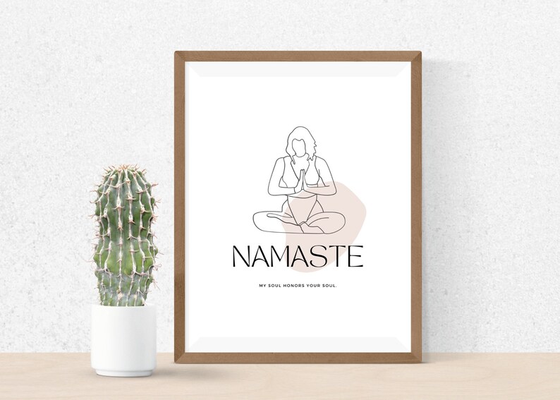 Namaste Wall Art Print Line Art Self Love Digital Printable Wall Art ...