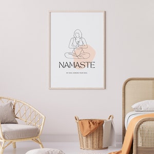 Namaste Wall Art Print Line Art Self Love Digital Printable Wall Art ...