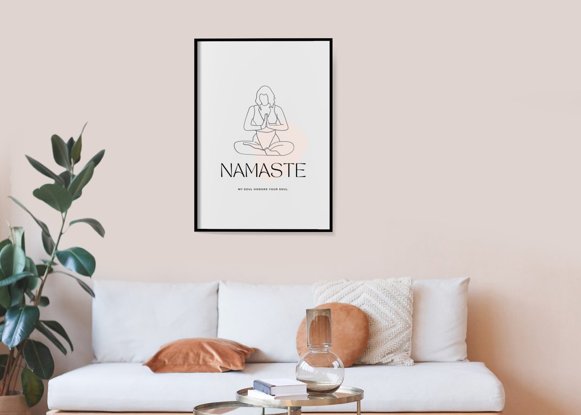 Namaste Wall Art Print | Line Art Self Love Digital Printable Wall Art ...