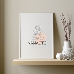Namaste Wall Art Print | Line Art Self Love Digital Printable Wall Art ...
