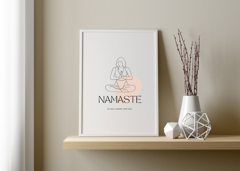 Namaste Wall Art Print | Line Art Self Love Digital Printable Wall Art ...