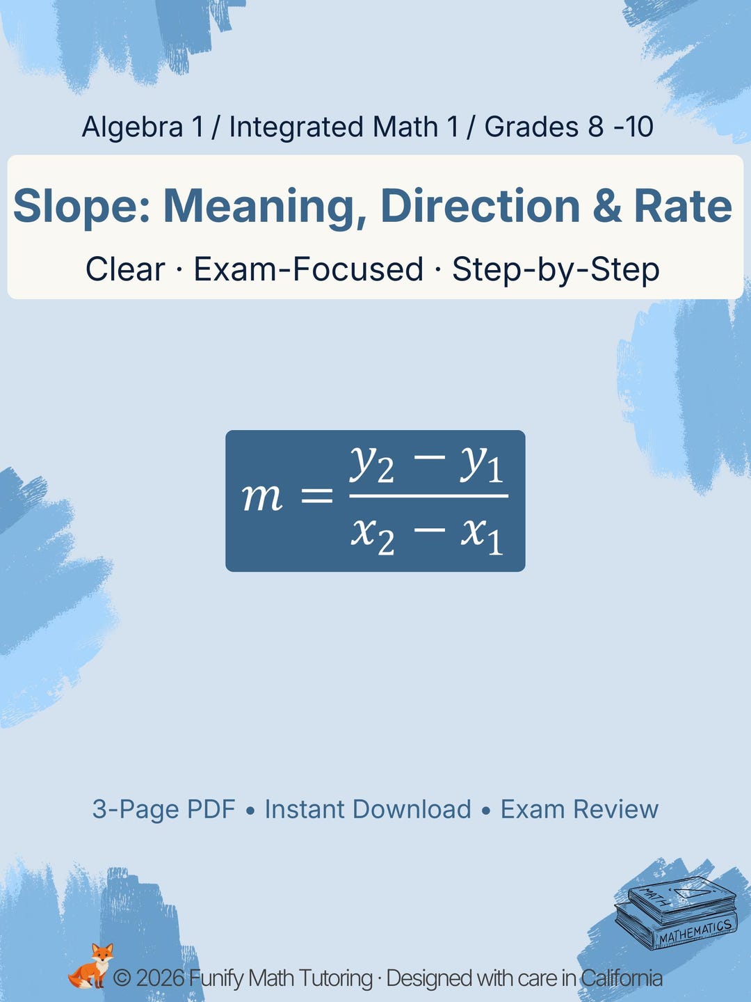 Algebra 1 Concept Summary | Slope: Meaning, Direction & Rate (PDF ...