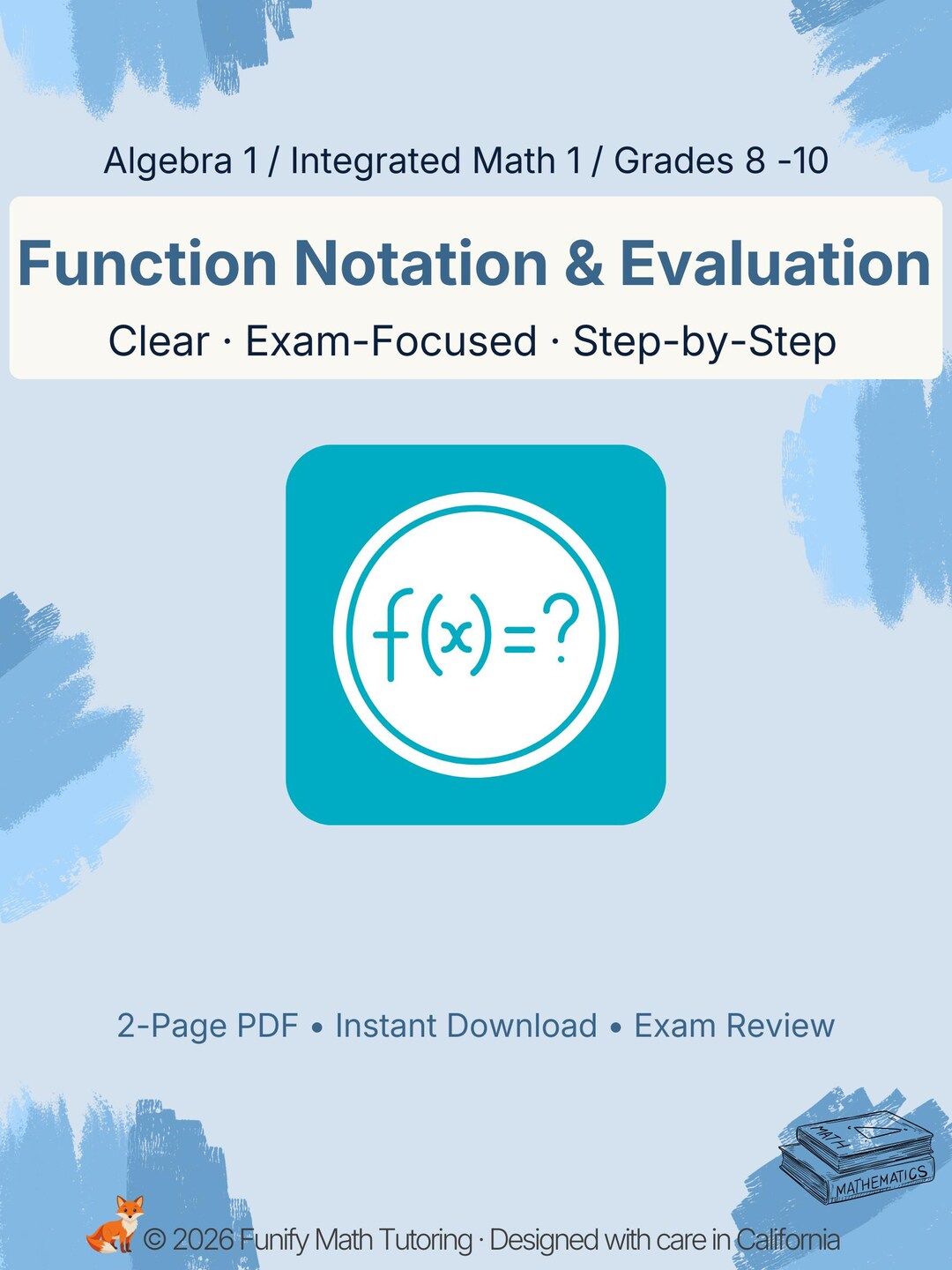 Algebra 1 Concept Summary | Function Notation & Evaluation (PDF ...