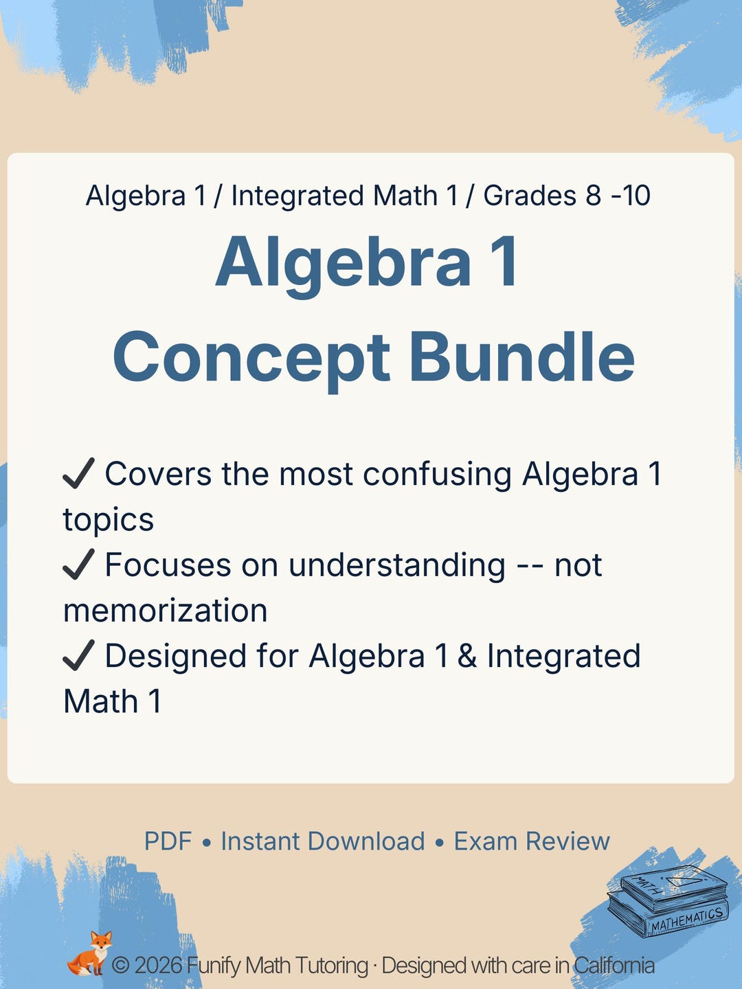 Algebra 1 Concept Bundle | 7 Clear Math Guides | Visual & Exam-ready ...