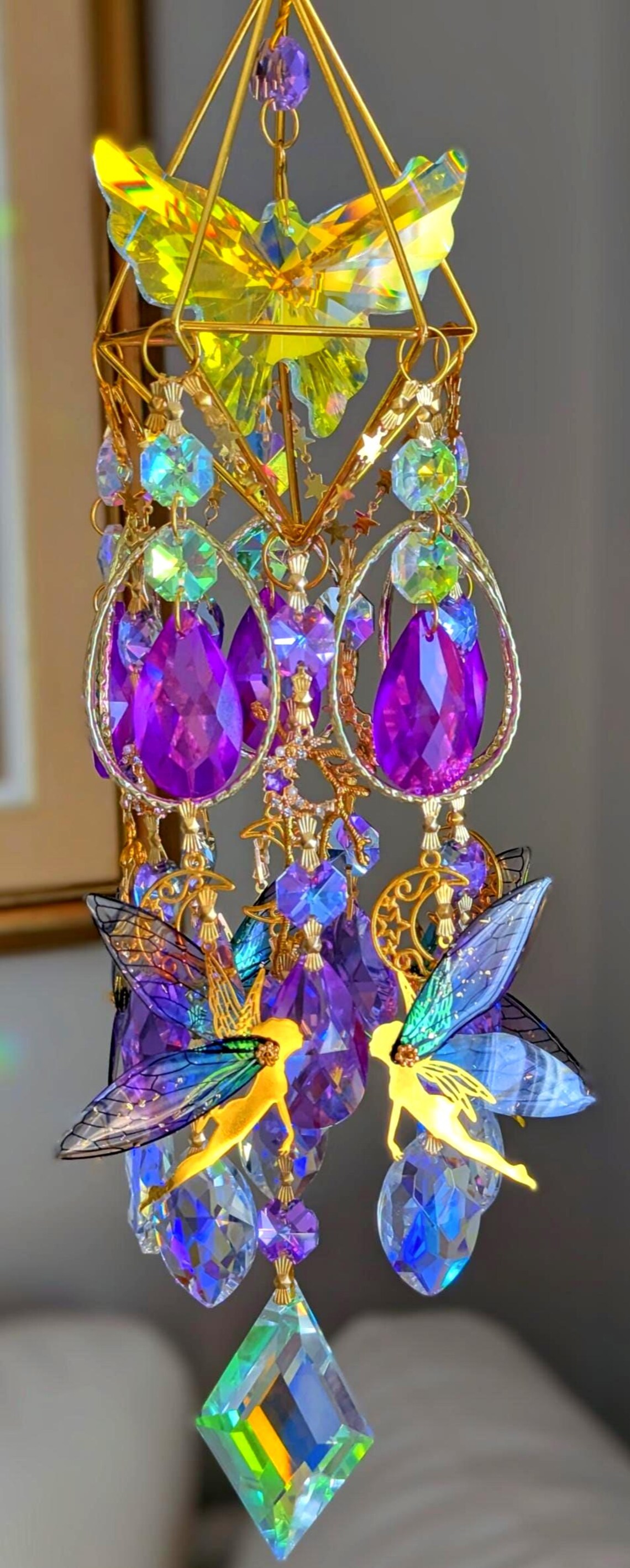 Fairies & Butterfly Crystal Suncatcher - Etsy