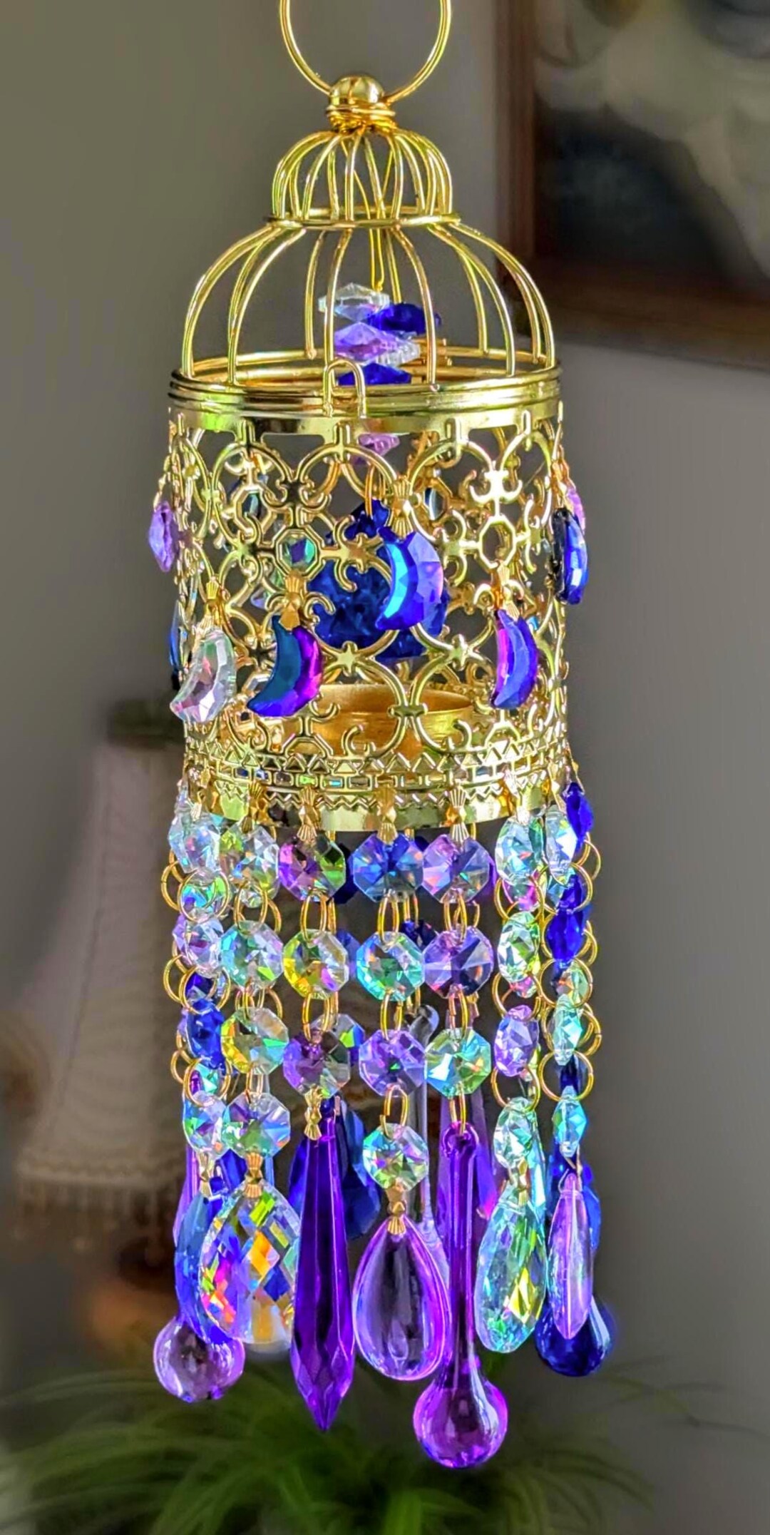 Blue Violet Bird Cage Crystal Suncatcher - Etsy