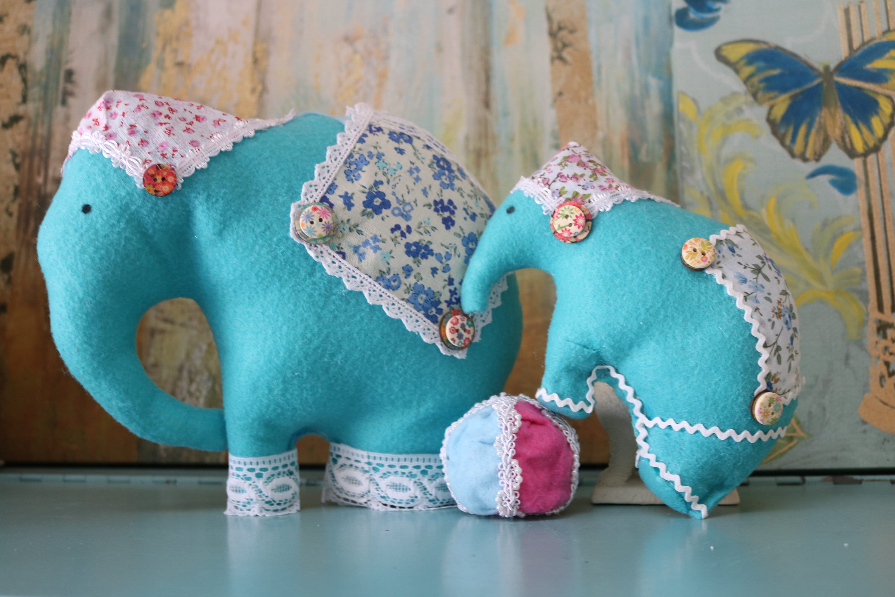Felt Elephants Circus Nursery Decor Set of Elephants Handmade Tilda ...